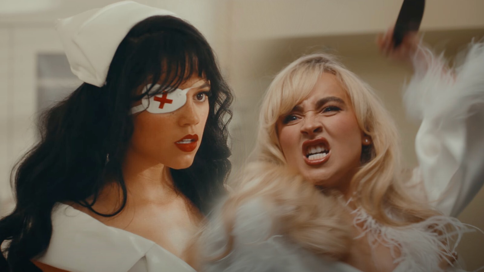 Sabrina Carpenter e Jenna Ortega in "Taste", con un occhio a Tarantino ...